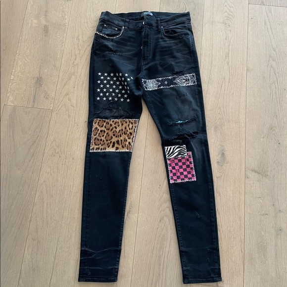 AMIRI | Jeans | Black Amiri Jeans With Patchwork | Poshmark
